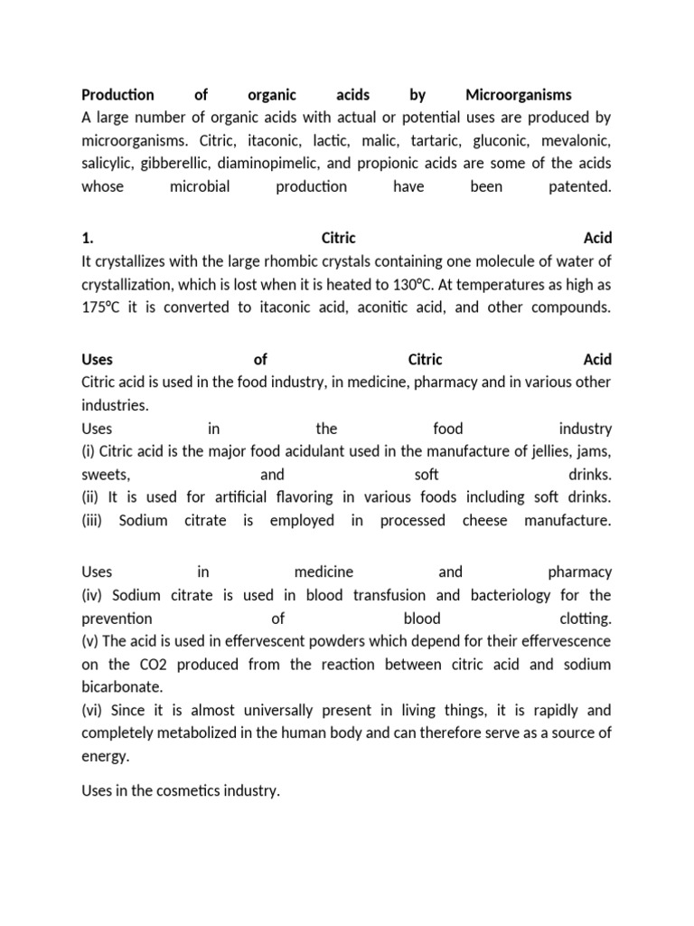 Production of Organic Acids by Microorganisms | PDF | Lactic Acid | Ester