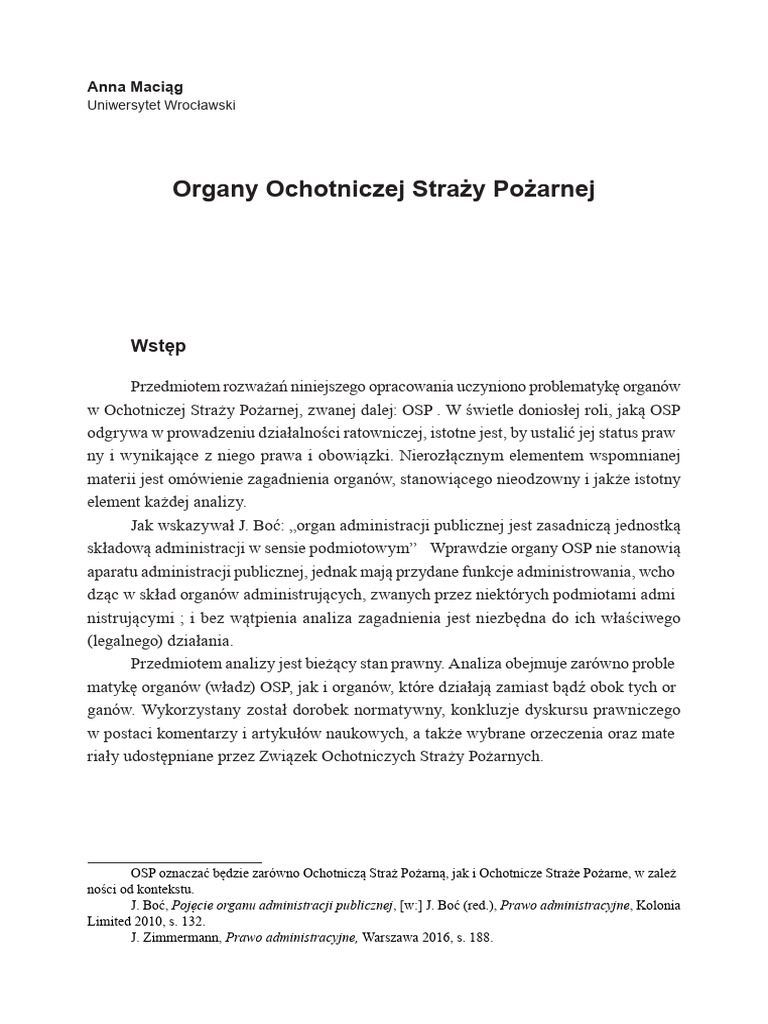 02 01 A Maciag Organy W Ochotniczej Strazy Pozarnej | PDF