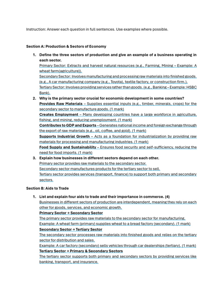 Revision questions answers | PDF | Retail | Supermarket