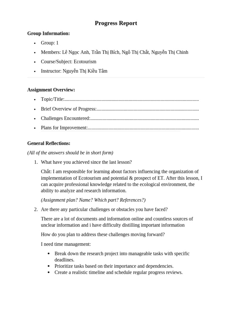 Progress Report Template | PDF | Human Communication | Cognition
