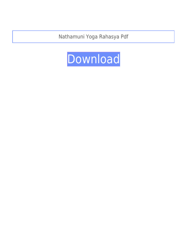 ? Nathamuni Yoga Rahasya PDF | PDF