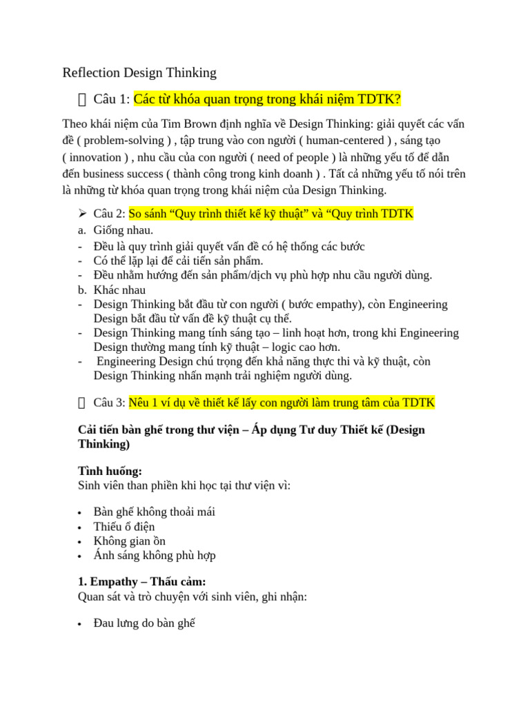 Reflection Design Thinking | PDF