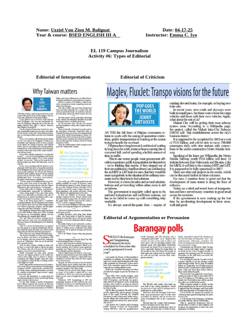 Types of Editorials Explained | PDF