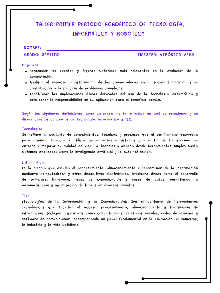 Taller de Tecnología e Informática 7° | PDF | Informática | Tecnología ...