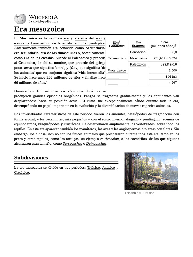 Era Mesozoica | PDF | Ciencias de la Tierra | Naturaleza