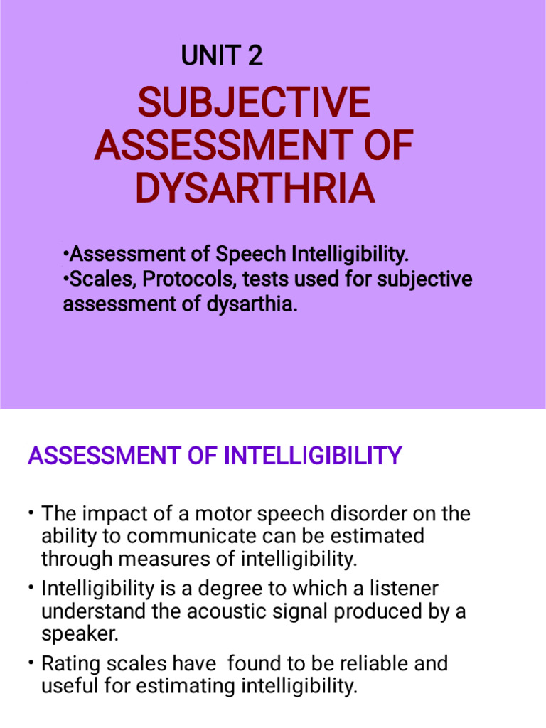 Dysarthria Assessment Tools and Scales | PDF
