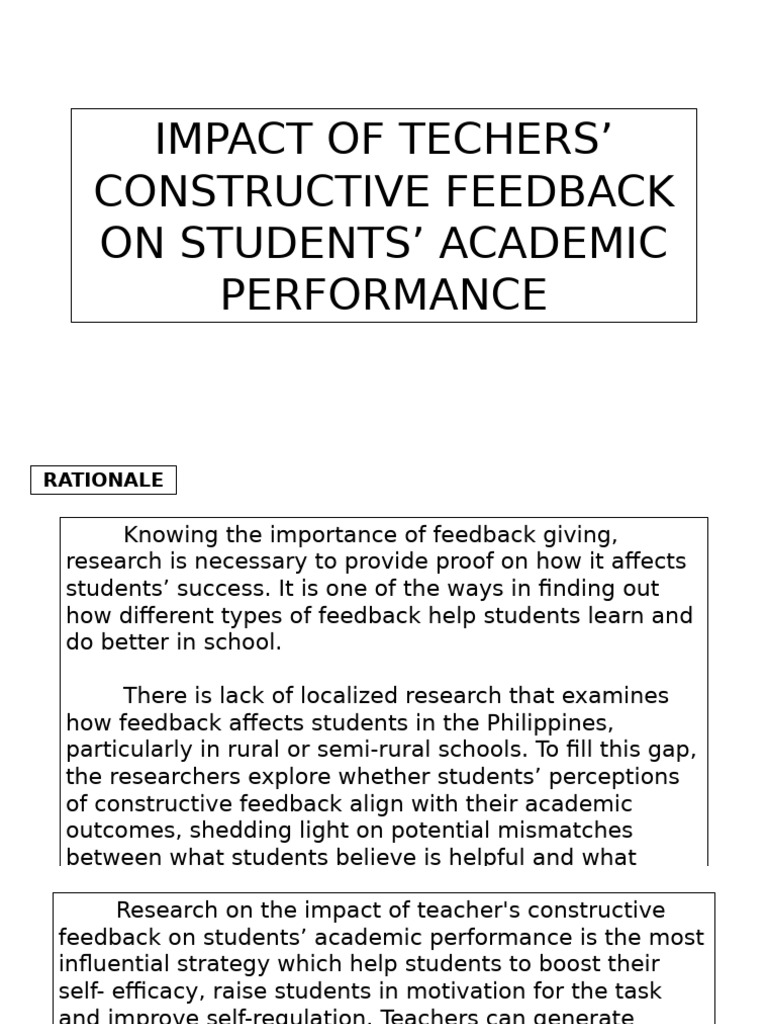 For Impact of Teachers' Constructive Feedback | PDF | Teachers | Motivation