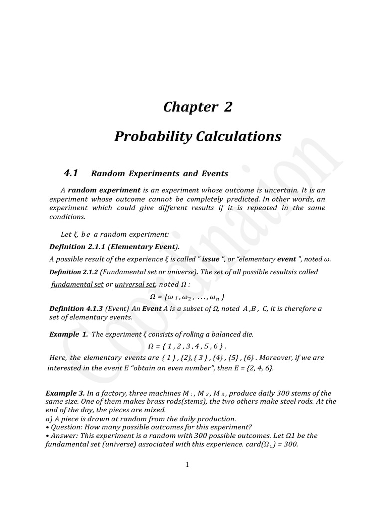 Chapitre 2 - Probability Calculation | PDF | Set (Mathematics) | Probability Theory