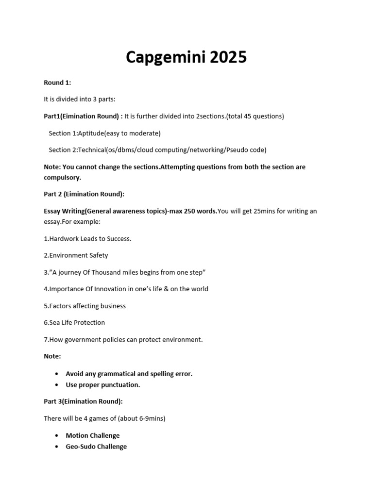 Capgemini Recruitment Process 2025 | PDF | Human Communication ...