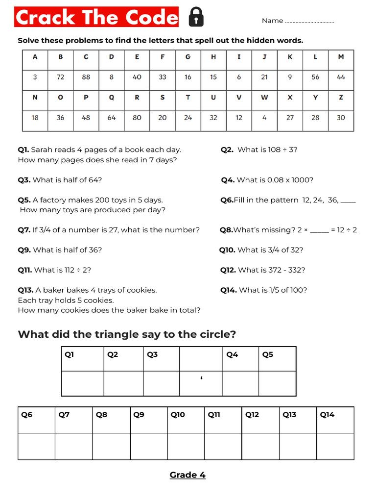 Grade 4 Math Problem Set | PDF
