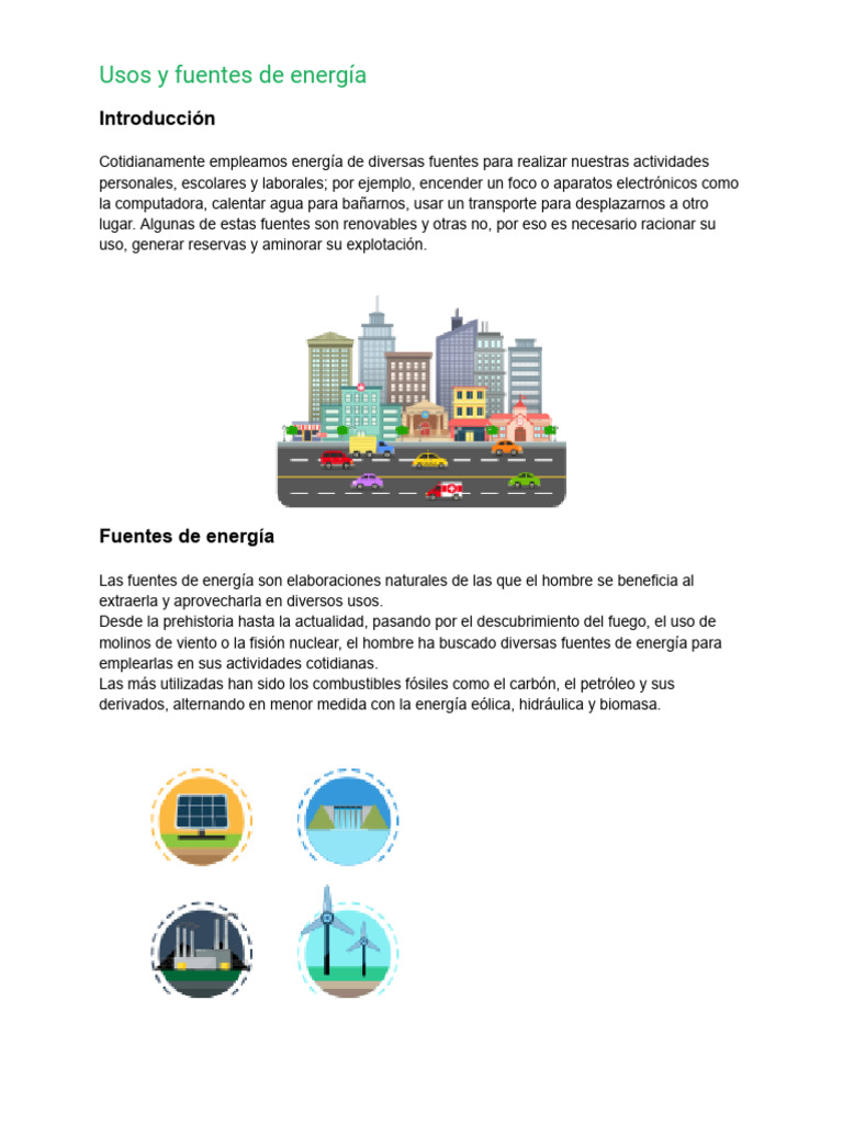 Fuentes de Energía en la Vida Cotidiana | PDF | Desarrollo energético ...