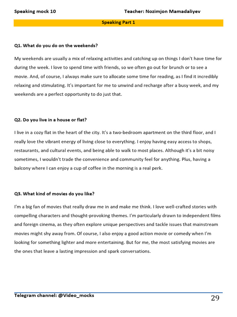 Speaking Mock 10 Overview | PDF | Pet | Psychology