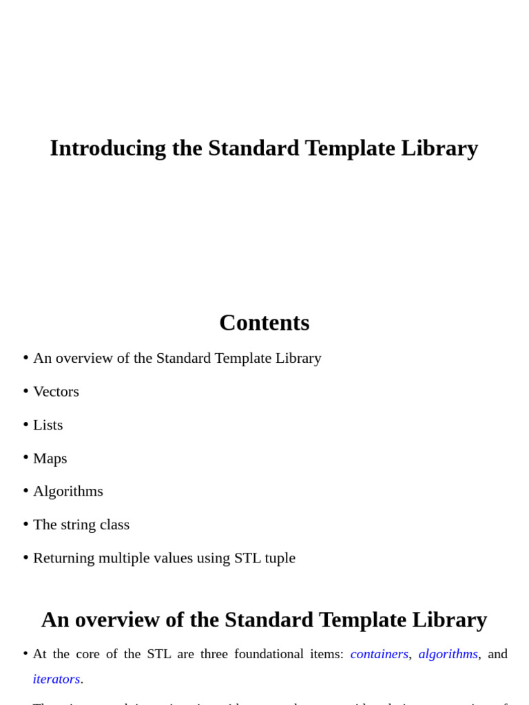 Introducing The Standard Template Library | PDF | C++ | Computer Engineering