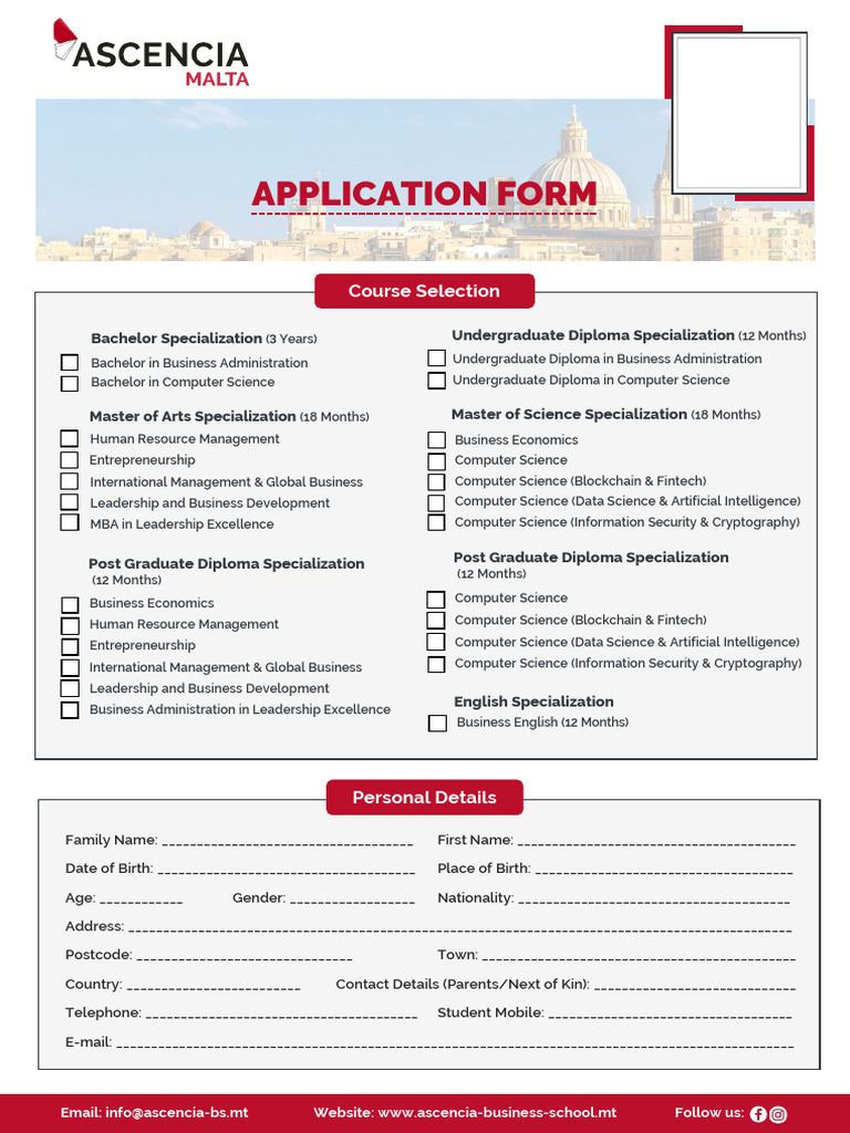 Ascencia Malta - Application Form - 2025 | PDF | Computer Science