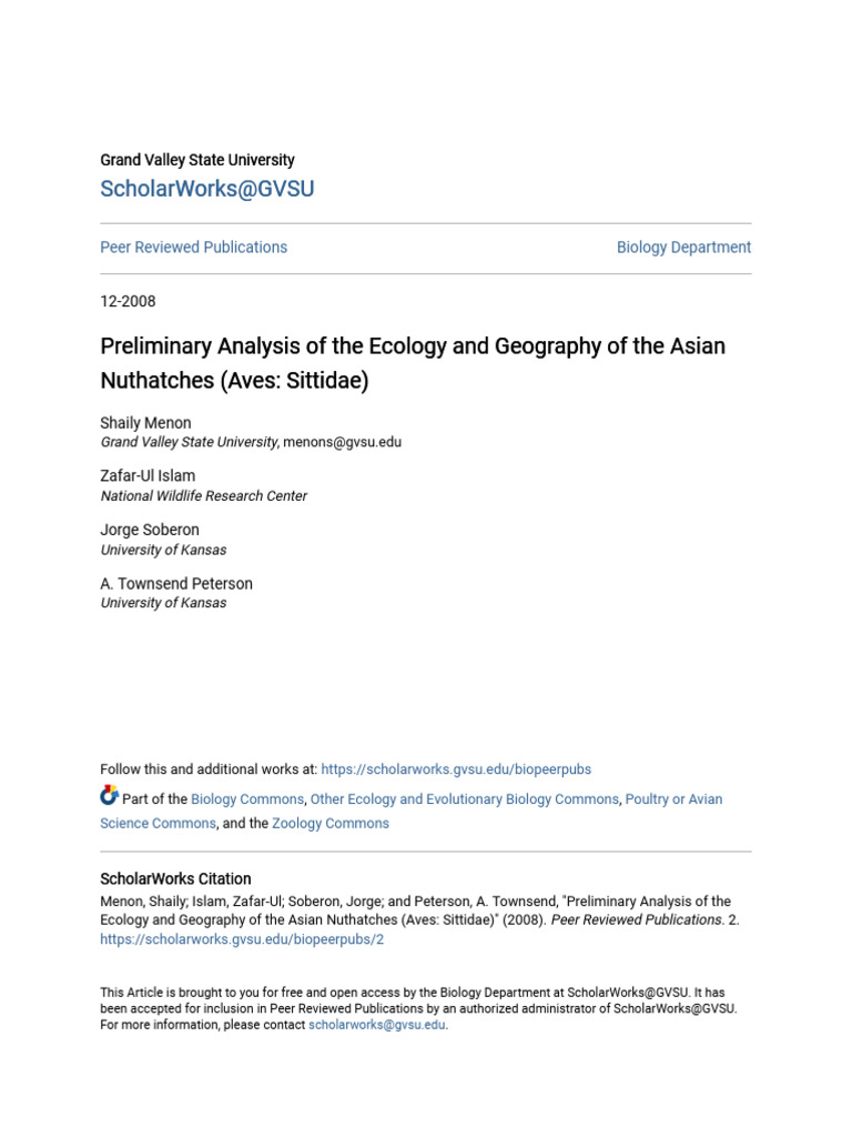 Preliminary Analysis of The Ecology and | PDF | Ecology | Biogeography