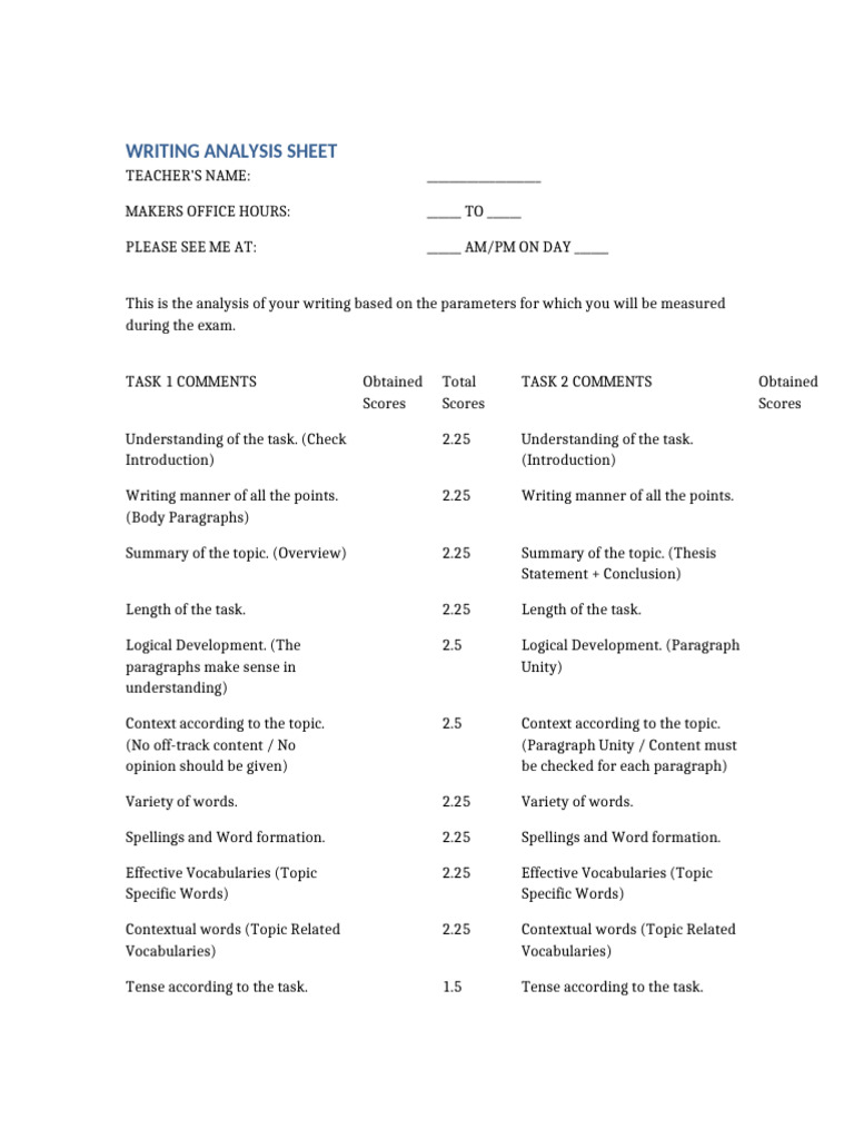Writing Analysis Single Page | PDF | Word | Paragraph