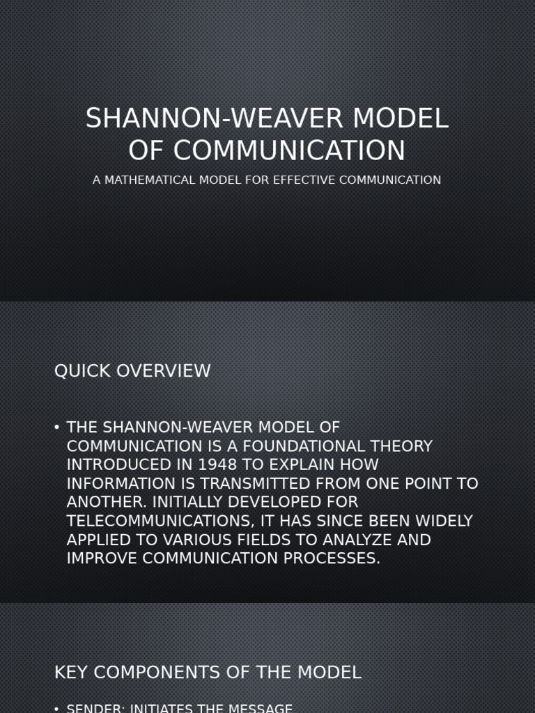 Shanon-Weaver - Presentation | PDF