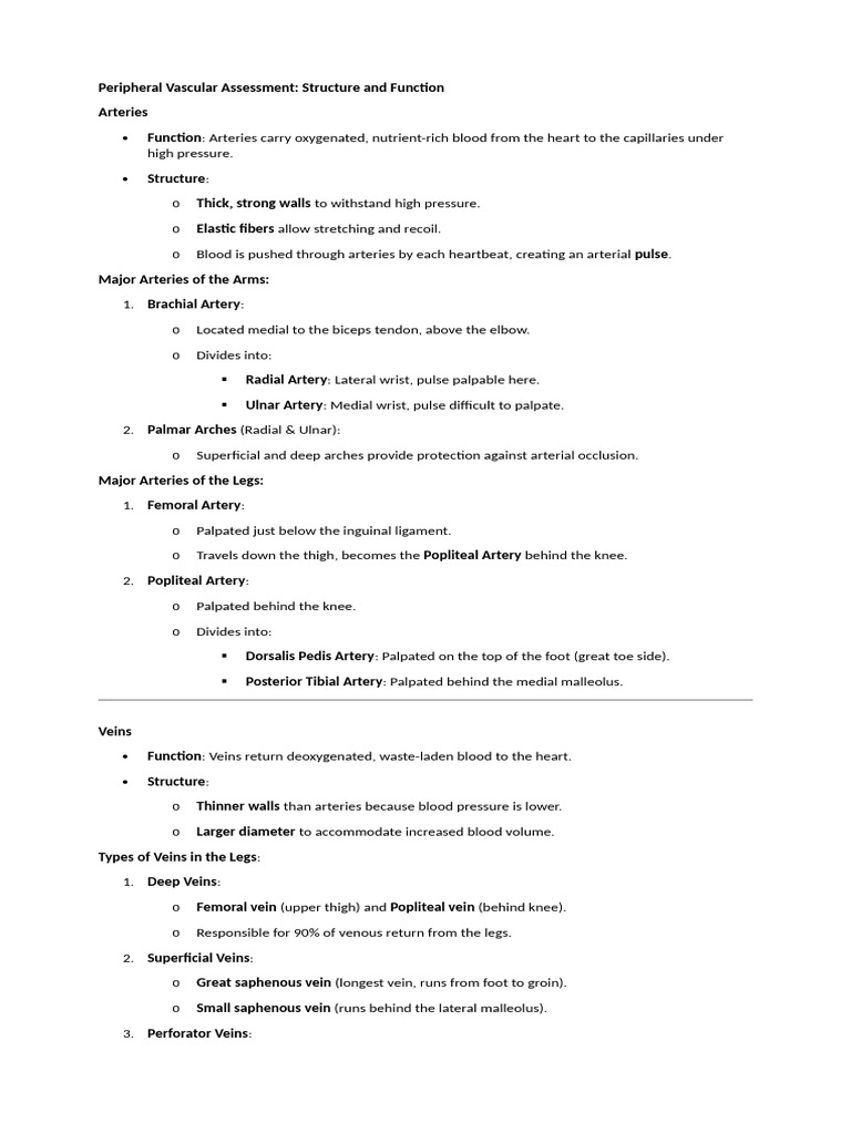 Peripheral Vascular Assessment Guide | PDF | Vein | Lymph