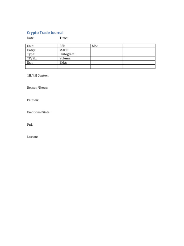 Custom Trade Journal Template | PDF