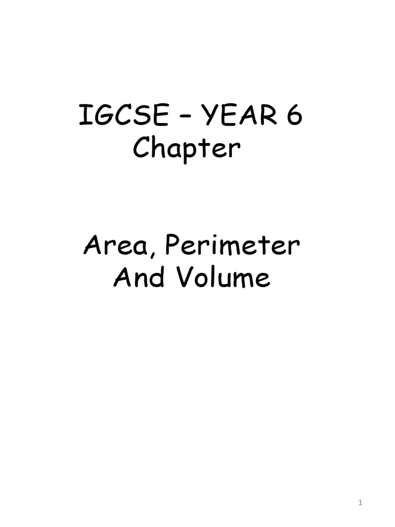Igcse Y6 Chapter Area Perimeter Volume Judy Pdf