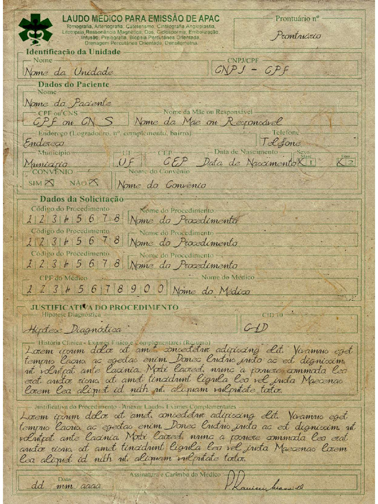 7 - Laudo Médico para Emissão de APAC | PDF