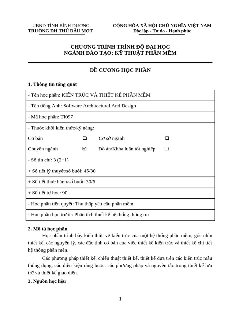 Kien Truc Va Thiet Ke Phan Mem (2+1) AUN | PDF