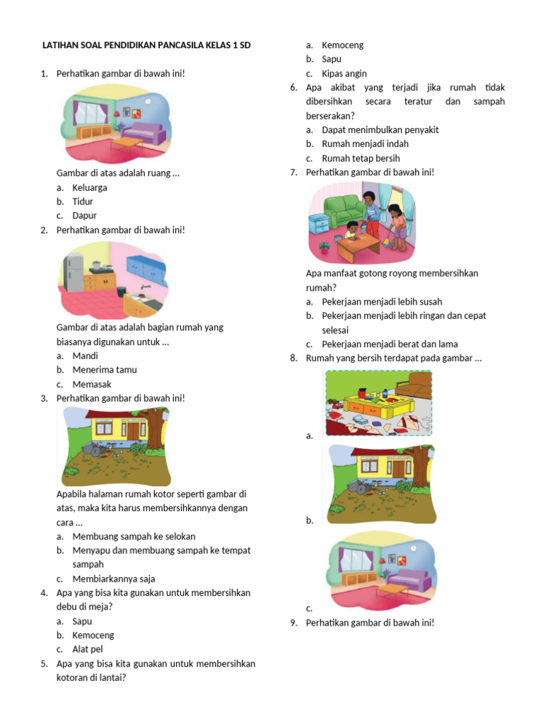 Latihan Soal Ujian Pendidikan Pancasila Kelas 1 SD | PDF