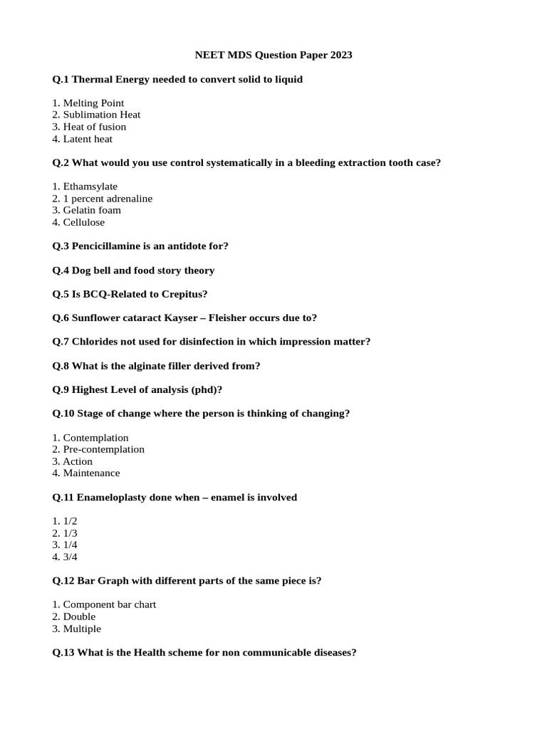 Neet Mds Question Paper 2023 2278 | PDF