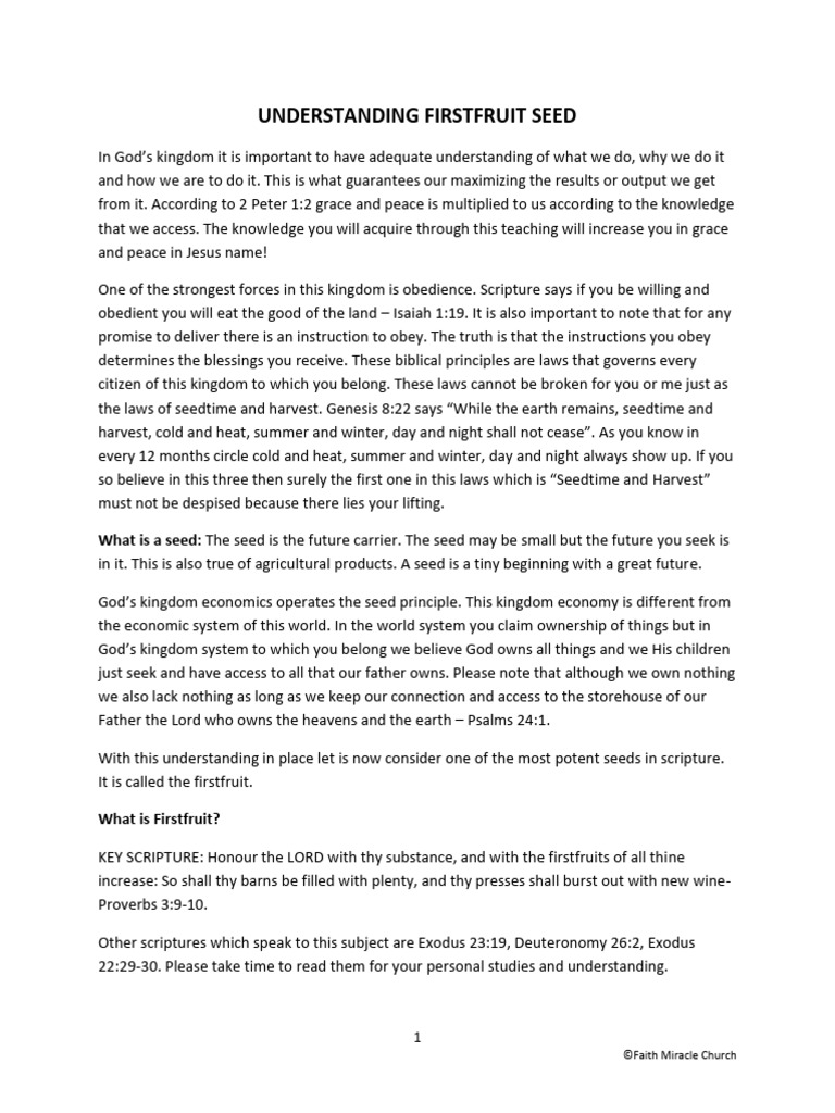 Understanding The Firstfruit Seed | PDF | Jesus | Religious Belief And ...