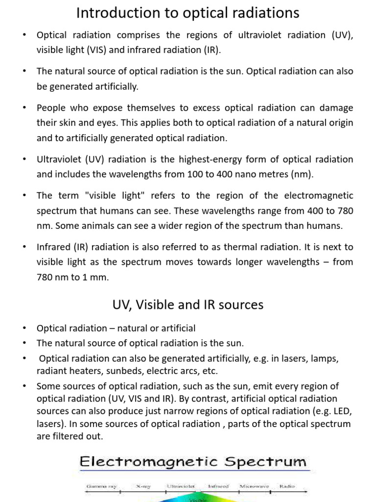 Introduction To Optical Radiations | PDF | Electromagnetic Radiation | Ultraviolet