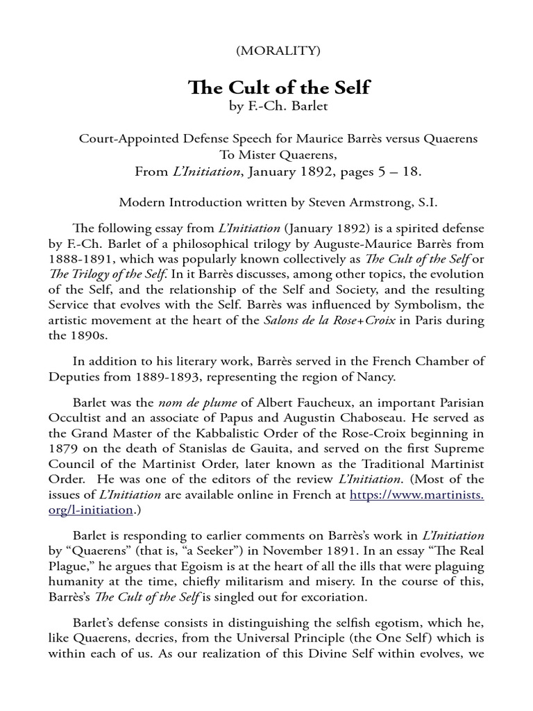 CH Barlet - The Cult of The Self | PDF | Soul | Self