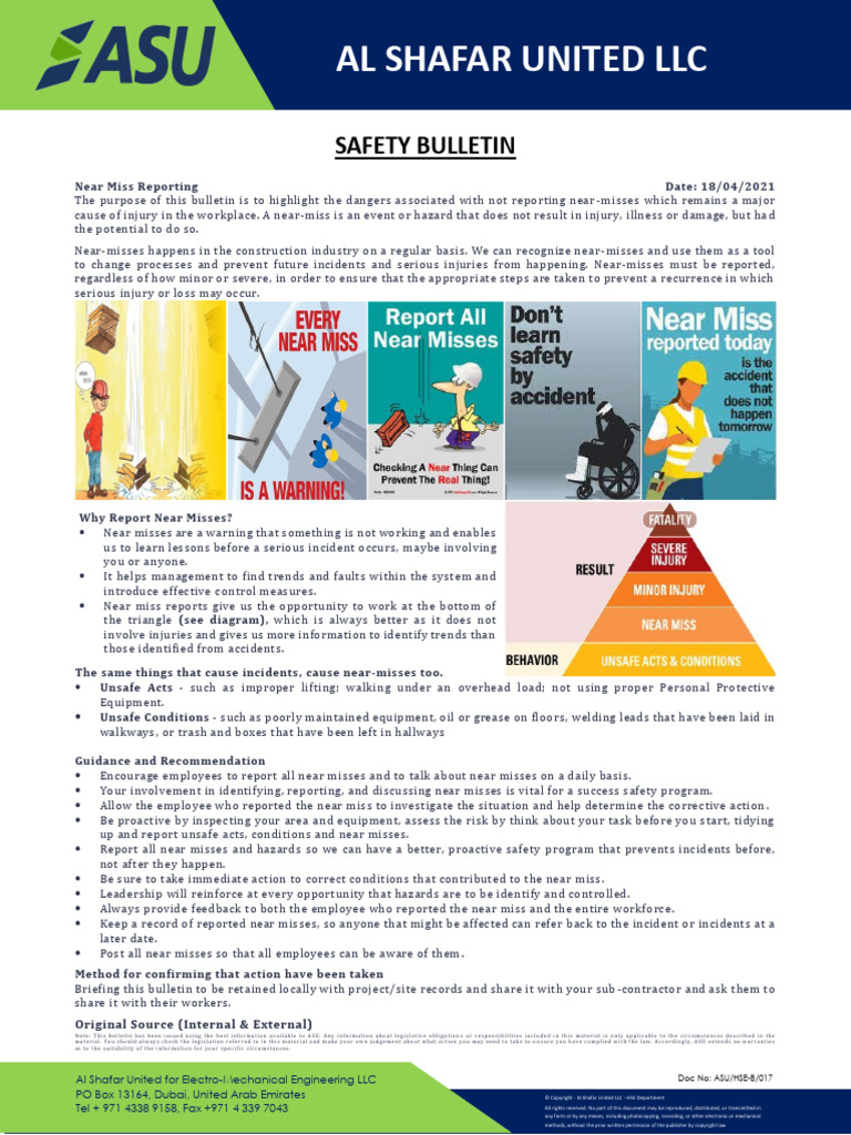 HSE Bulletin 017 - Near Miss Reporting | PDF | Risk | Safety