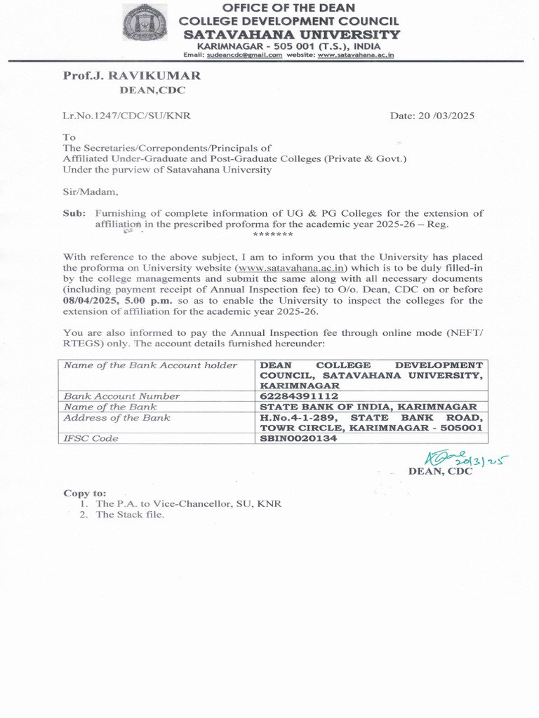 UG & PG - 2025-26 - Extension of Provisional Affi - Intimation ...