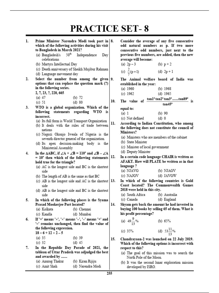General Knowledge Practice Questions | PDF | World Trade Organization