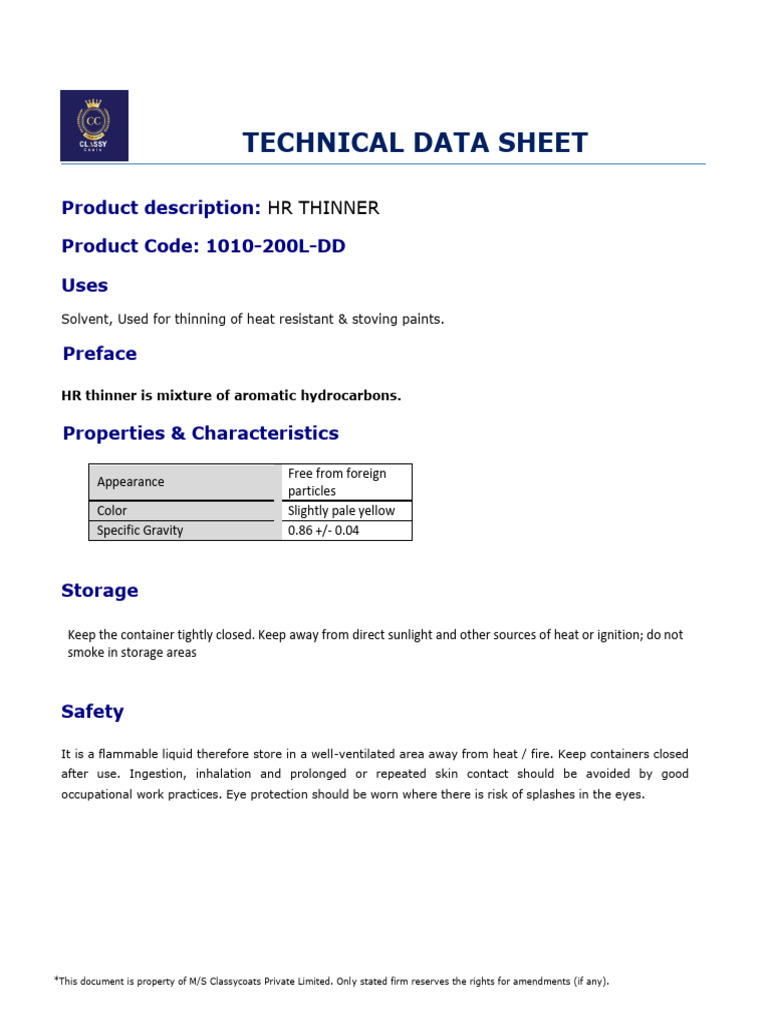TDS HR Thinner | PDF