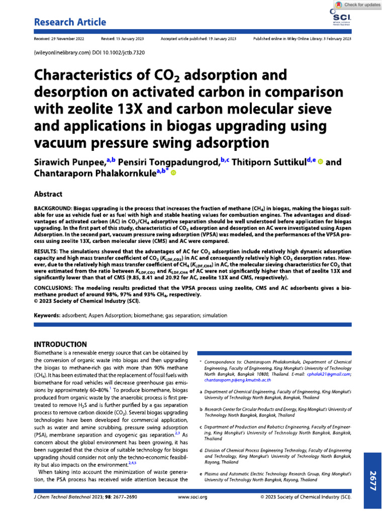 Characteristics of CO2 PSA-1 | PDF