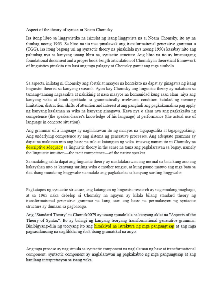 Aspect-of-the-theory-of-syntax-ni-Noam-Chomsky | PDF