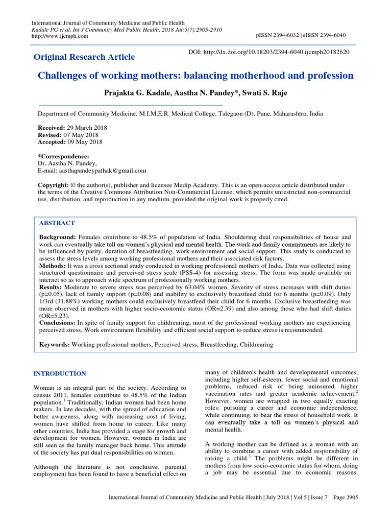 Challenges of Working Mothers Balancing | PDF | Cost Of Living ...