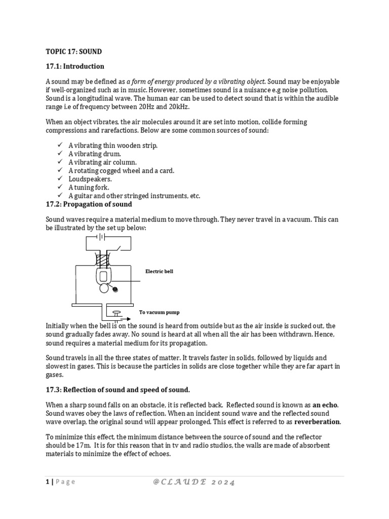 Topic 17: Sound: A Form of Energy Produced by A Vibrating Object | PDF ...