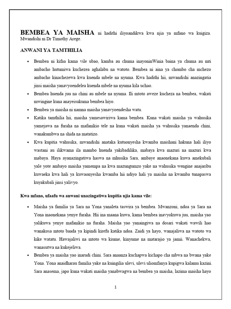 Bembea Ya Maisha | PDF