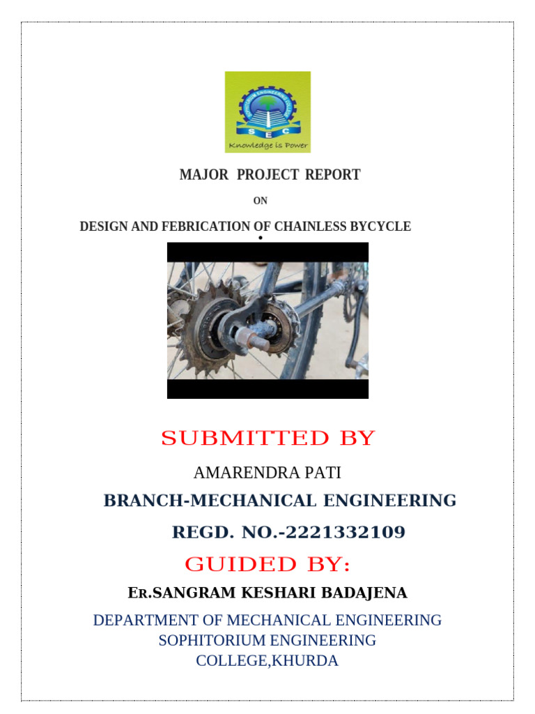 Design Development of Mechanism Based Drive Bicycle Report | PDF ...