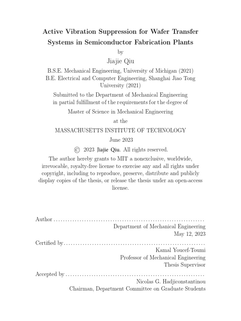 Active Vibration Suppression For Wafer Transfer Systems in ...