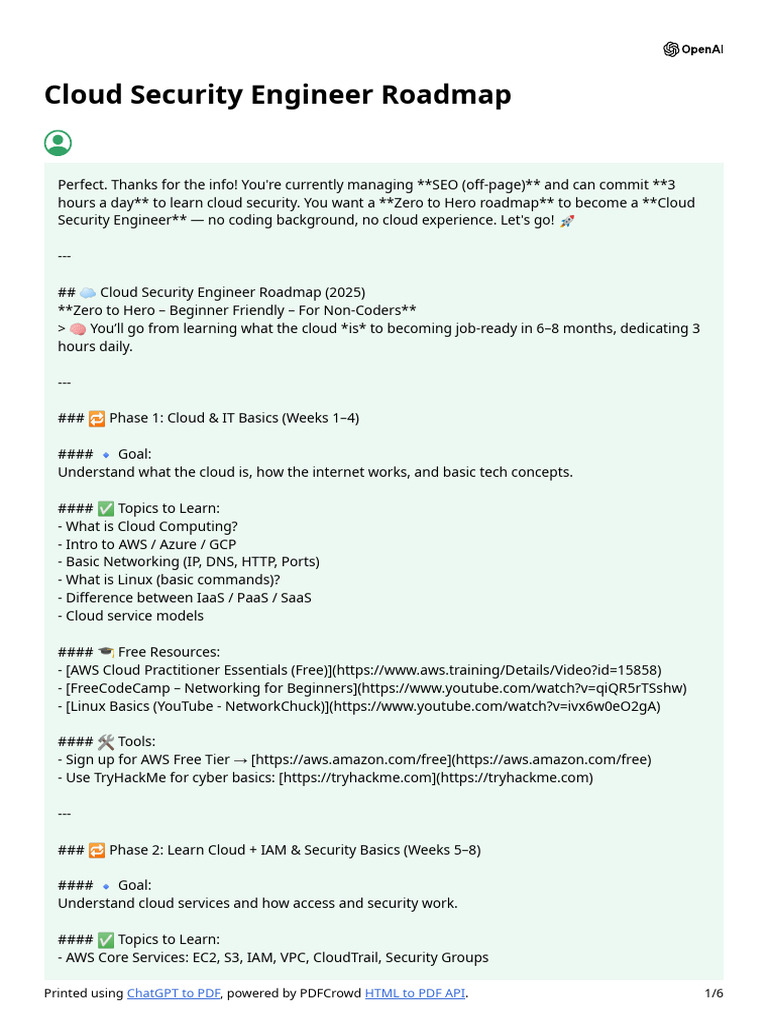 Cloud Security Engineer Roadmap | PDF | Cloud Computing | Security