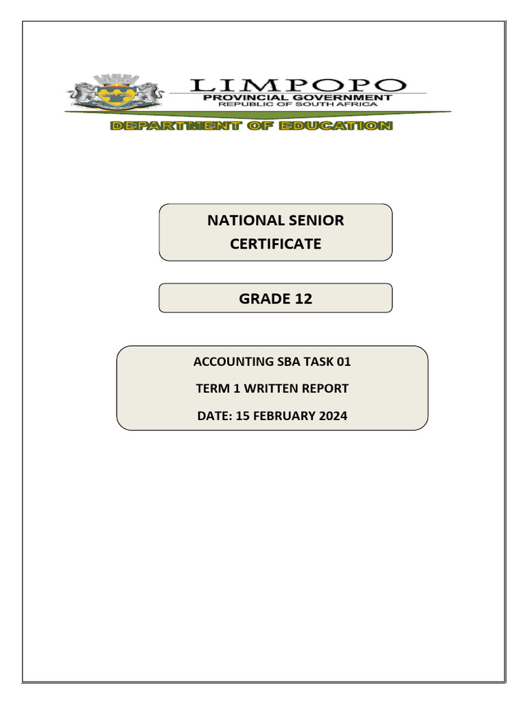 Grade 12 Accounting Term 1 Report 2024 | PDF | Dividend | Accounting