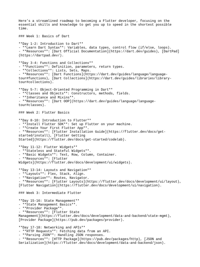 Flutter Minimum Time Roadmap | PDF | Object Oriented Programming | Programming Paradigms