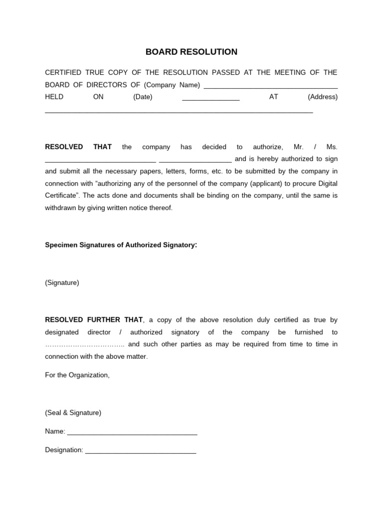 Board Resolution | PDF