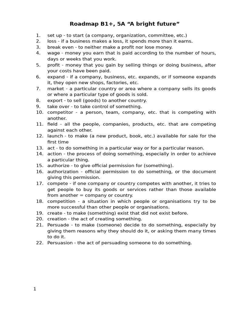 Roadmap B1+, 5A "A Bright Future" | PDF