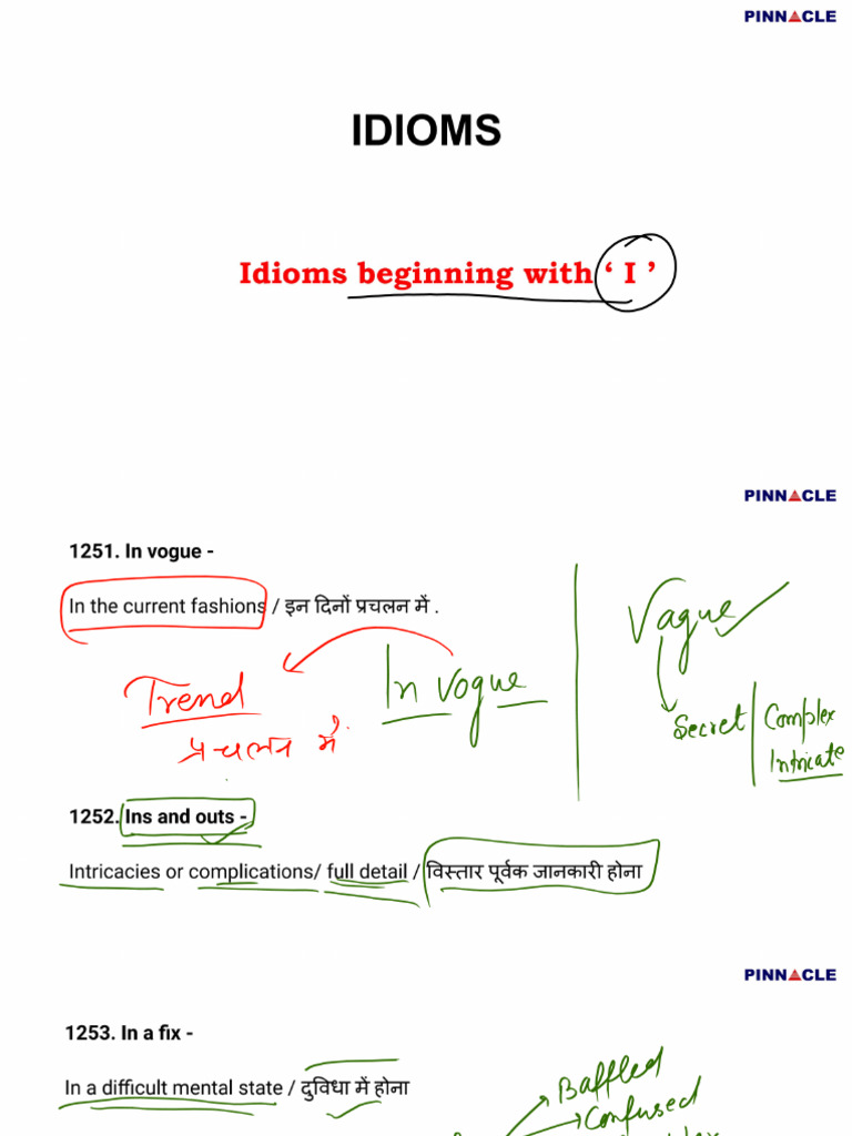 162 Idioms and Phrases Q 1251 1300 Alphabetical Order I L Note | PDF