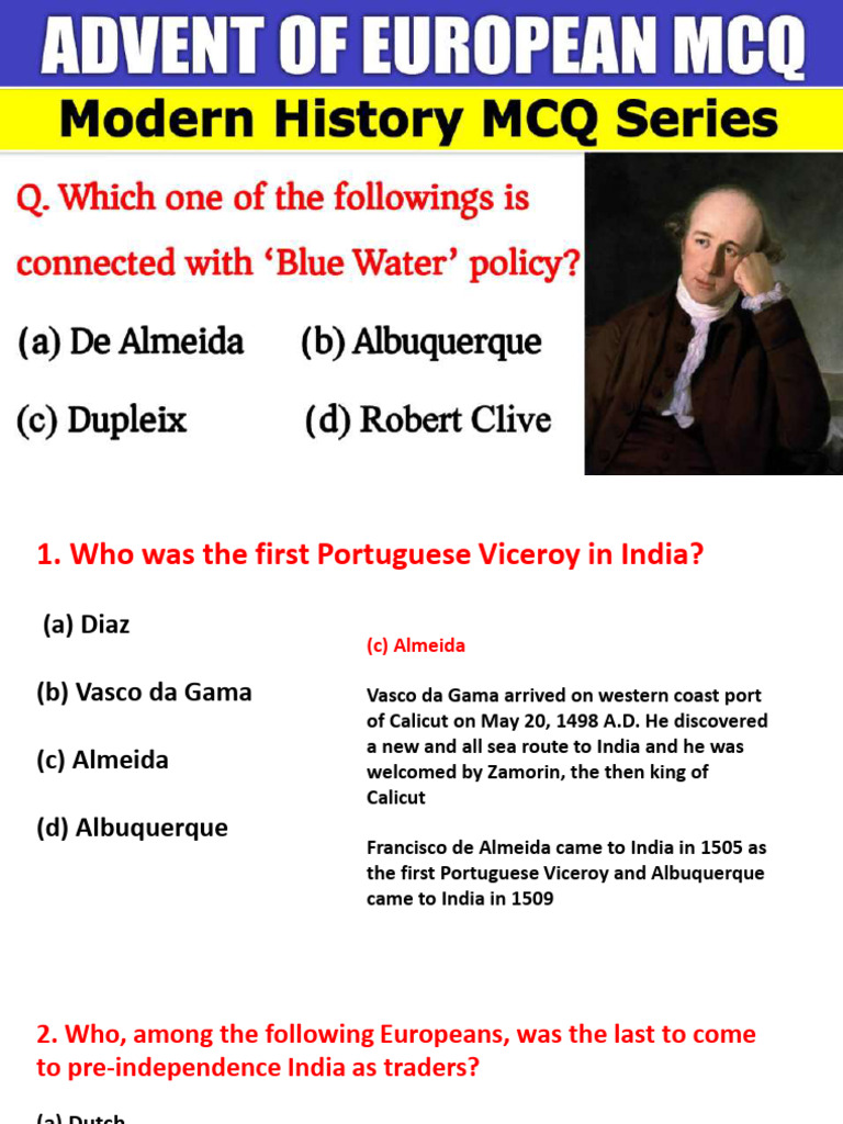 Advent Europeans Modern History Quiz - 1 | PDF