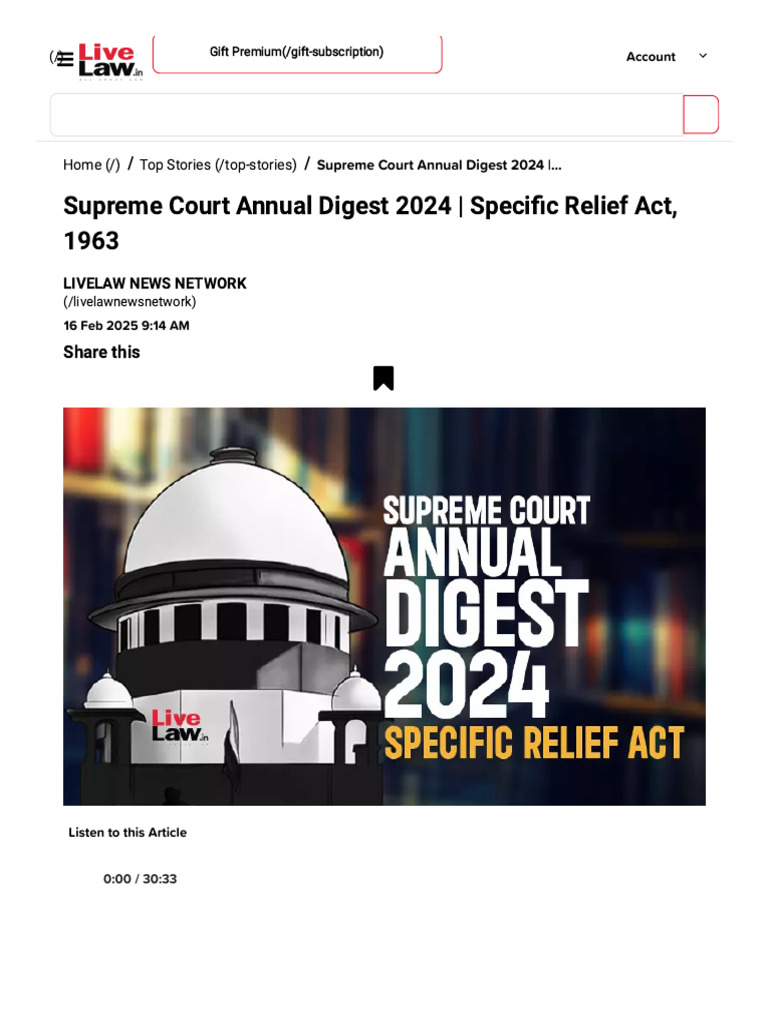 Supreme_Court_Annual_Digest_2024_Specific_Relief_Act,_1963_1 | PDF ...